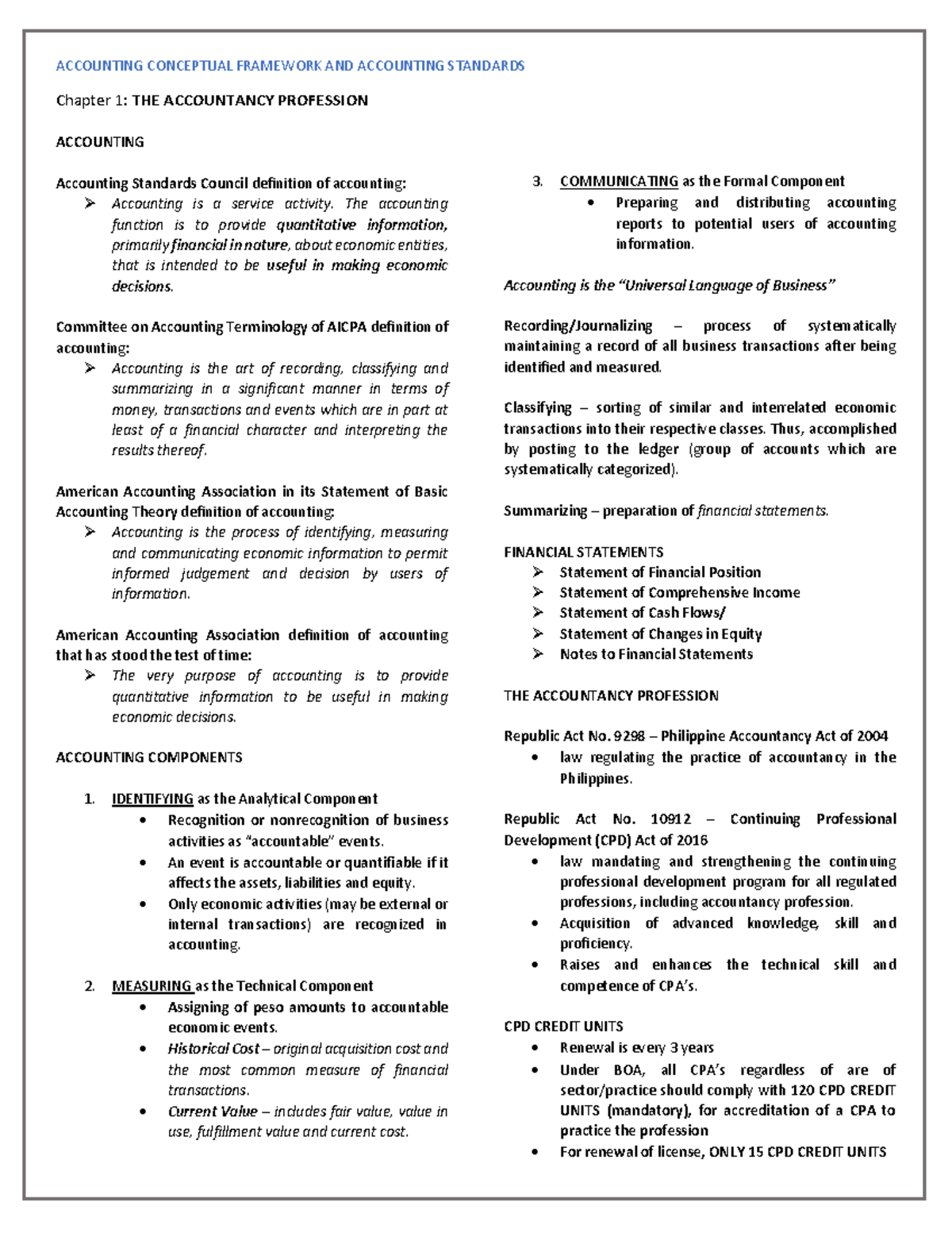ACCA - Chapter 1 - aaa - Chapter 1: THE ACCOUNTANCY PROFESSION ...