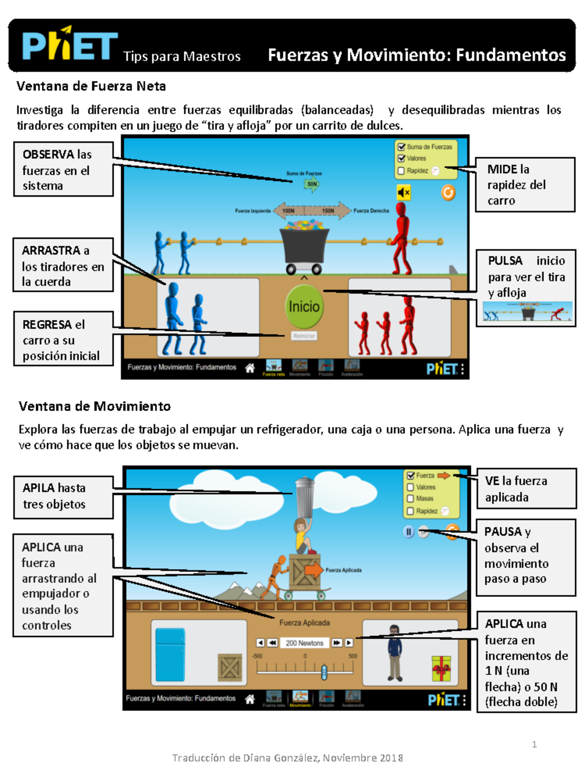 Forces-and-motion-basics-html-guide es - Tips para Maestros Fuerzas y ...