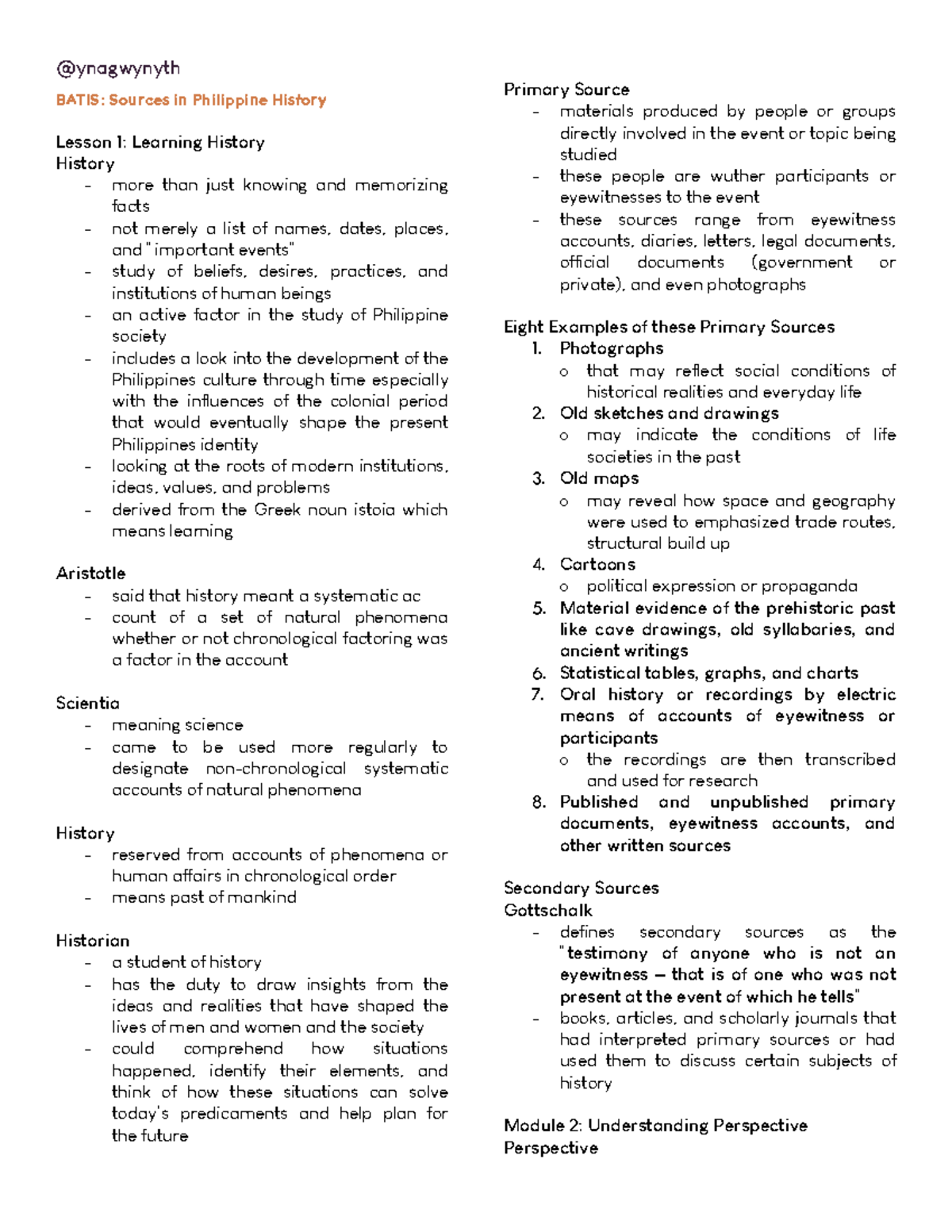 RPH - 1st SEM - rph - BATIS: Sources in Philippine History Lesson 1 ...