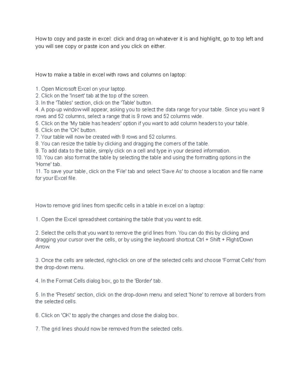 Excel - How to copy and paste in excel: click and drag on whatever it ...