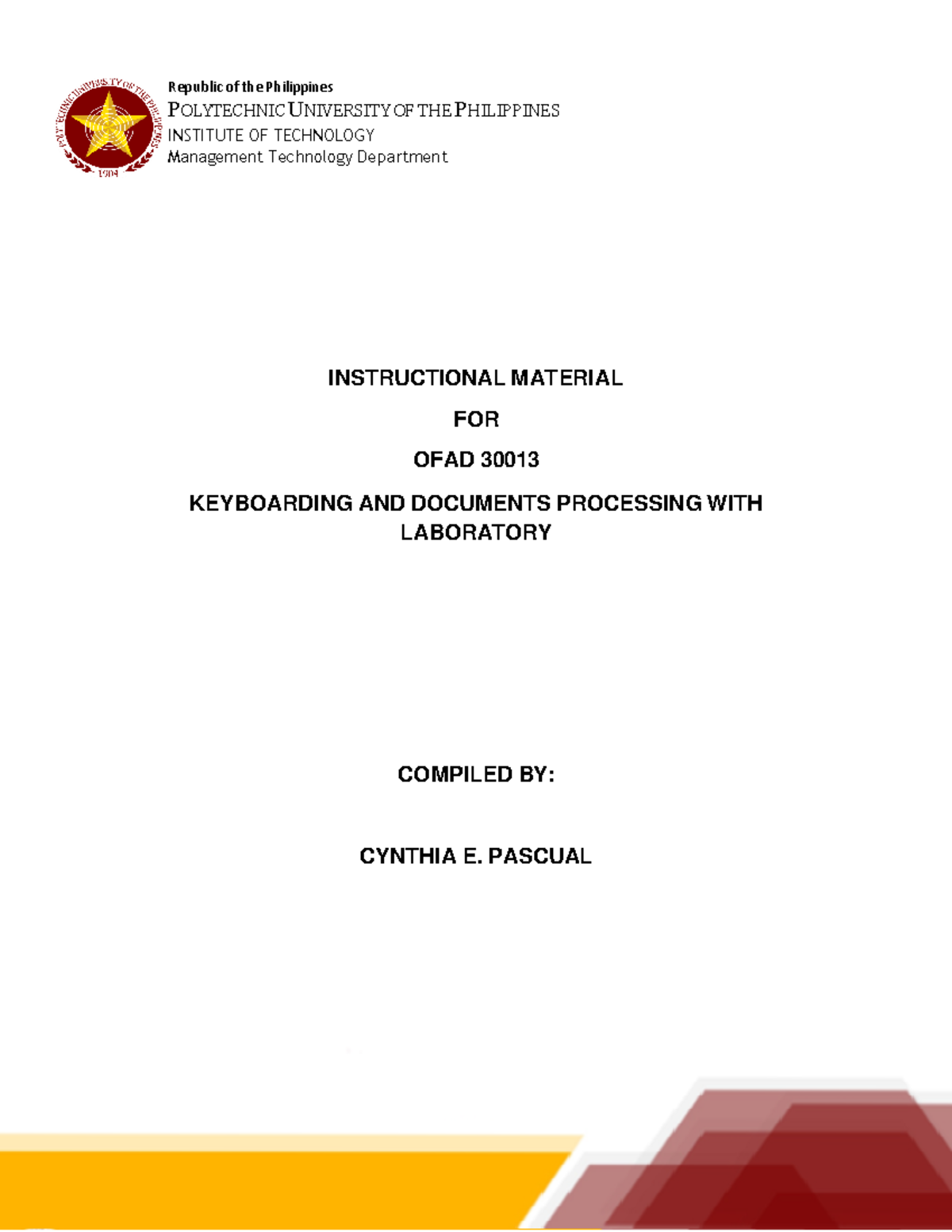 Keyboarding and Documents Processing - Republic of the Philippines ...