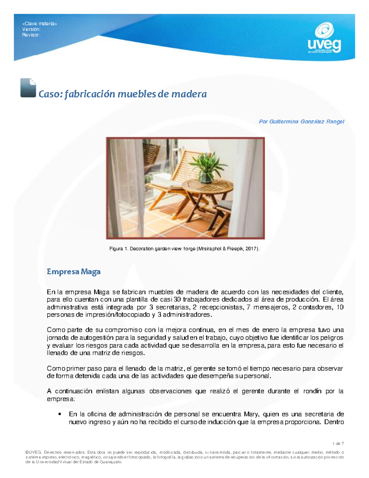 Ejemplo Matri z de Riesgo EA 5 - Versión: Revisor: 1 de 7 ©UVEG. Derechos reserv ados. Esta obra ...