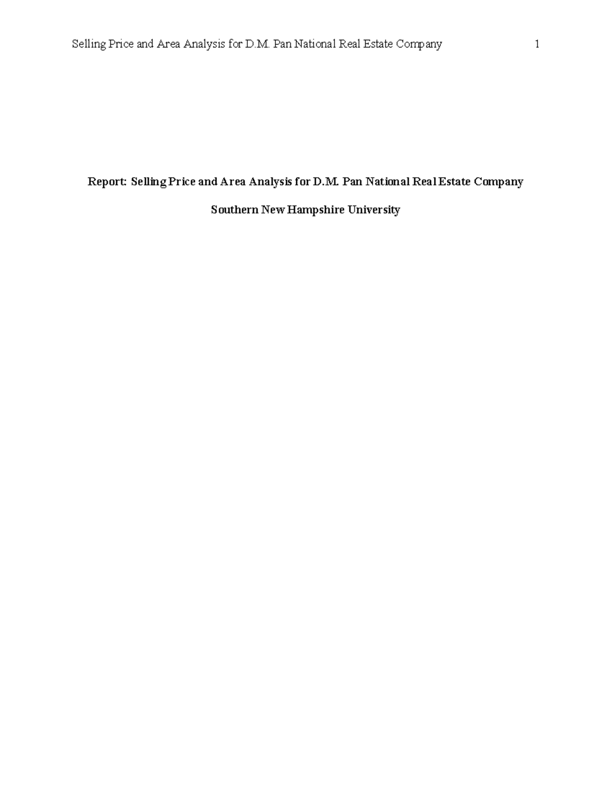 MAT 240 Module Two Assignment 2 - Report: Selling Price and Area ...