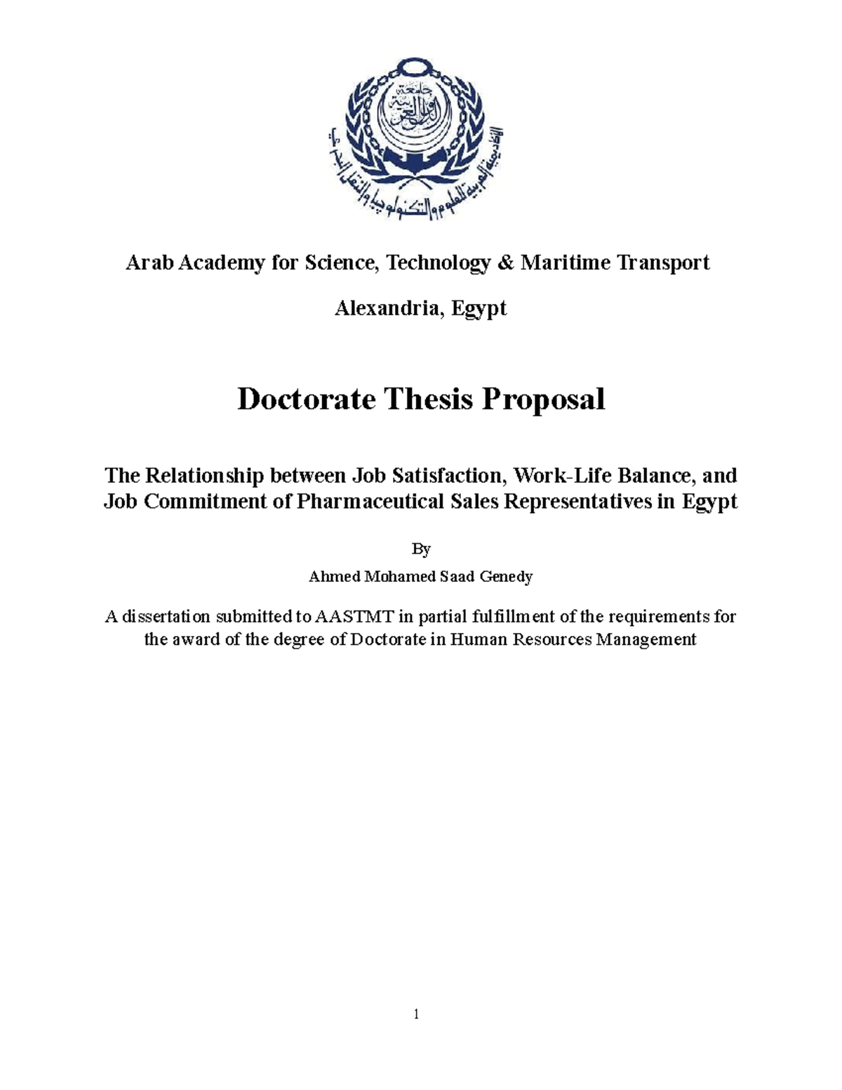 Updated Doctorate Thesis Proposal - Copy - Copy - Arab Academy for ...