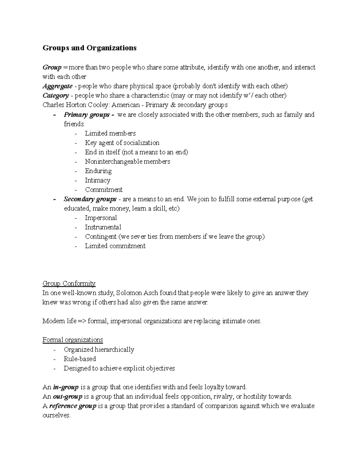 Groups and Organizations - Groups and Organizations Group = more than ...