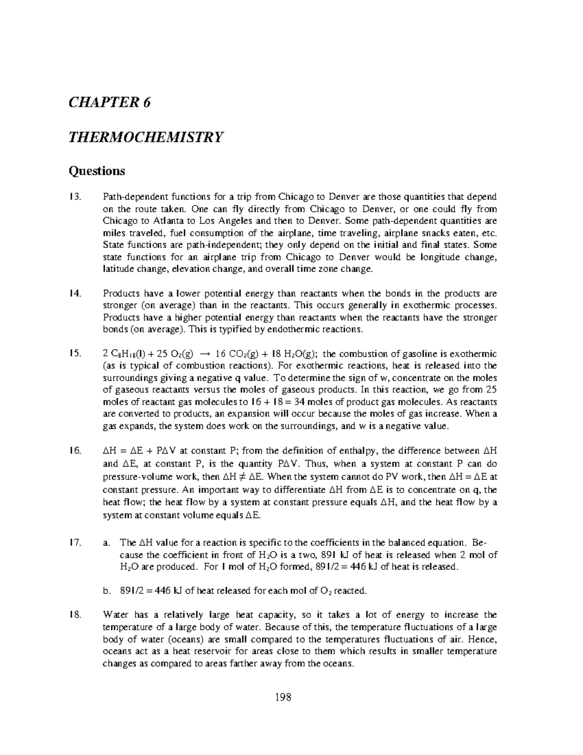 줌달화학 6장 - 198 CHAPTER 6 THERMOCHEMISTRY Questions Path-dependent ...