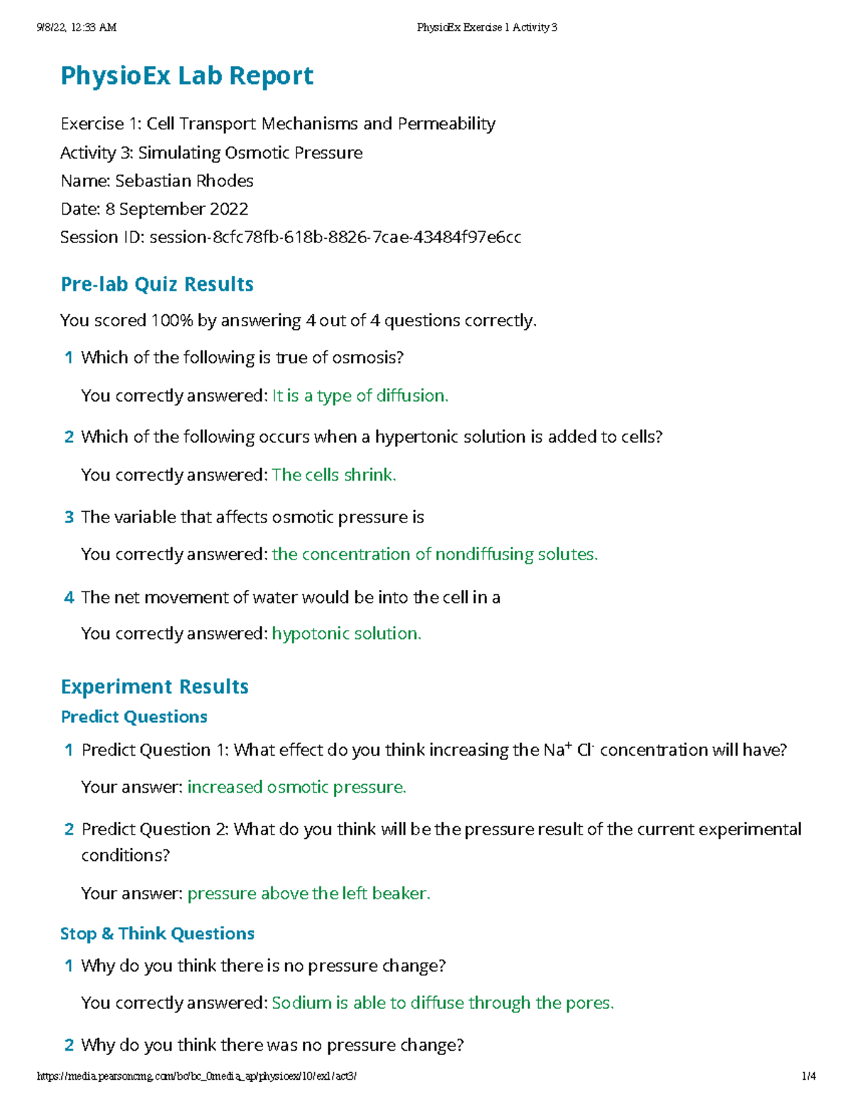Physio Ex Exercise 1 Activity 3 - PhysioEx Lab Report Exercise 1: Cell ...