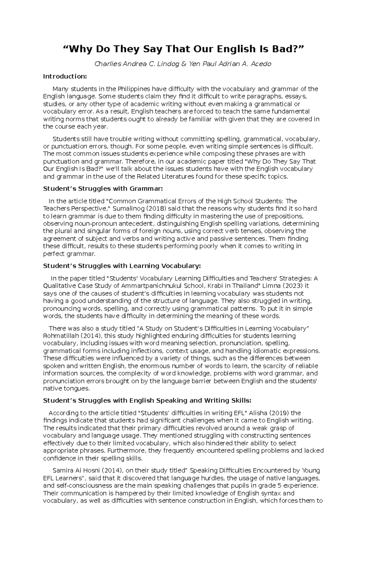 EAPP- Academic- Writing - “Why Do They Say That Our English Is Bad ...