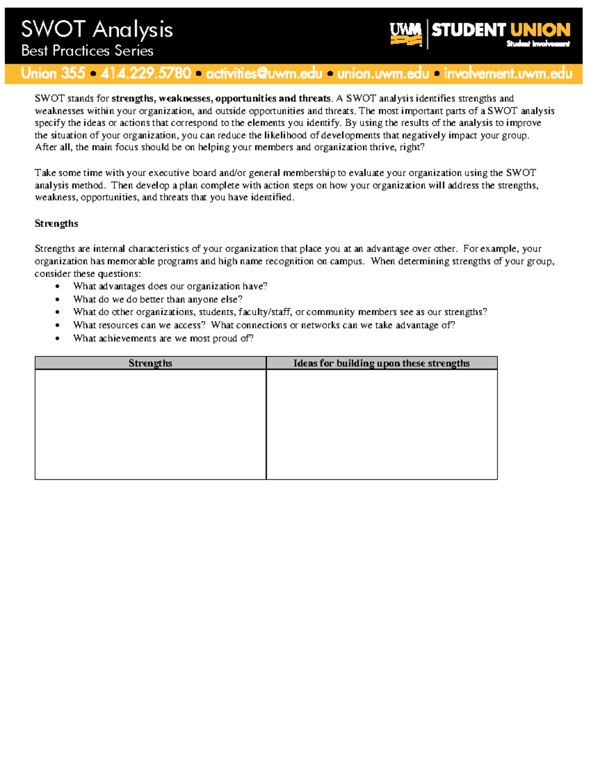 SWOT Analysis 2015 - SWOT Analysis Best Practices Series SWOT stands ...