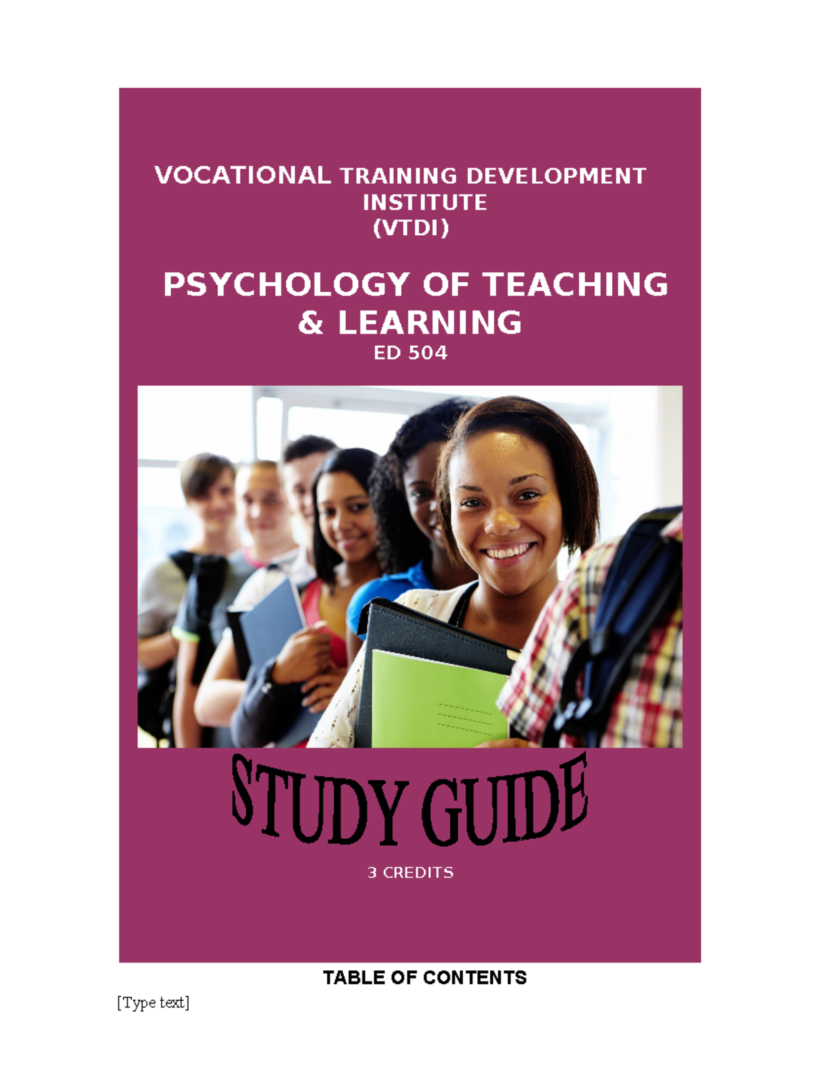 Psychology of Teaching and Learning Study Guide (ED) - TABLE OF ...
