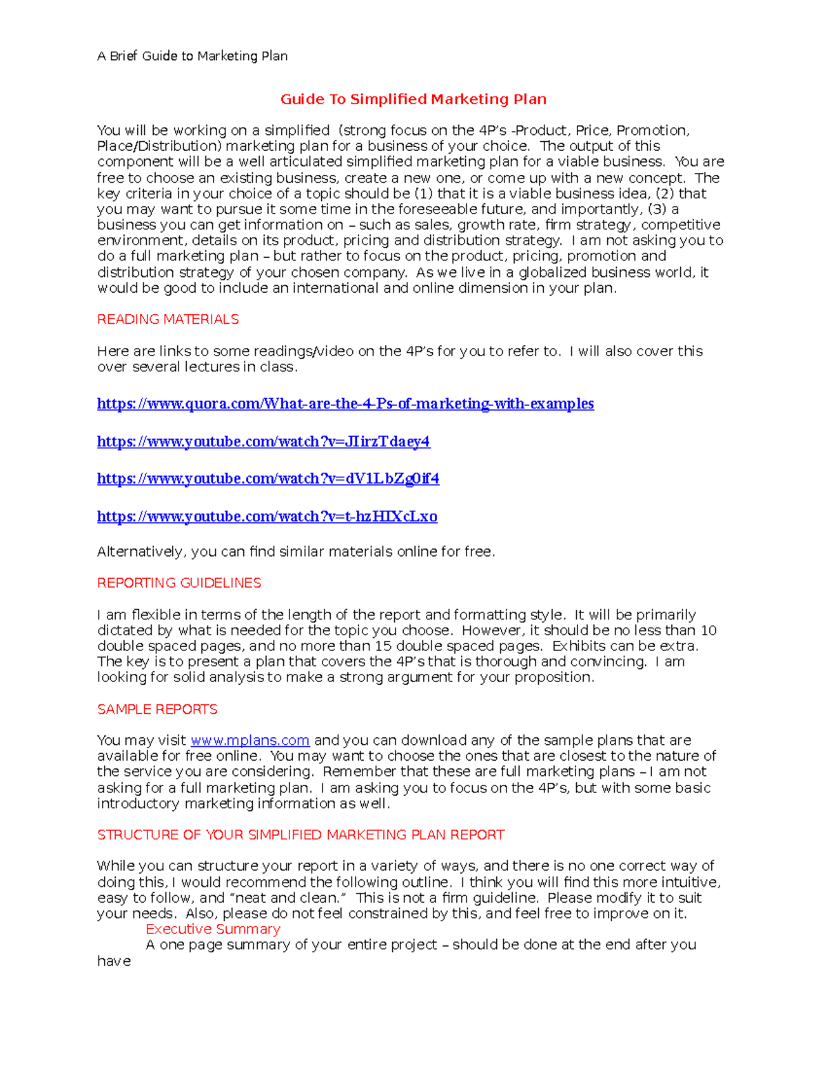 Guide to Simplified Marketing Plan - A Brief Guide to Marketing Plan ...