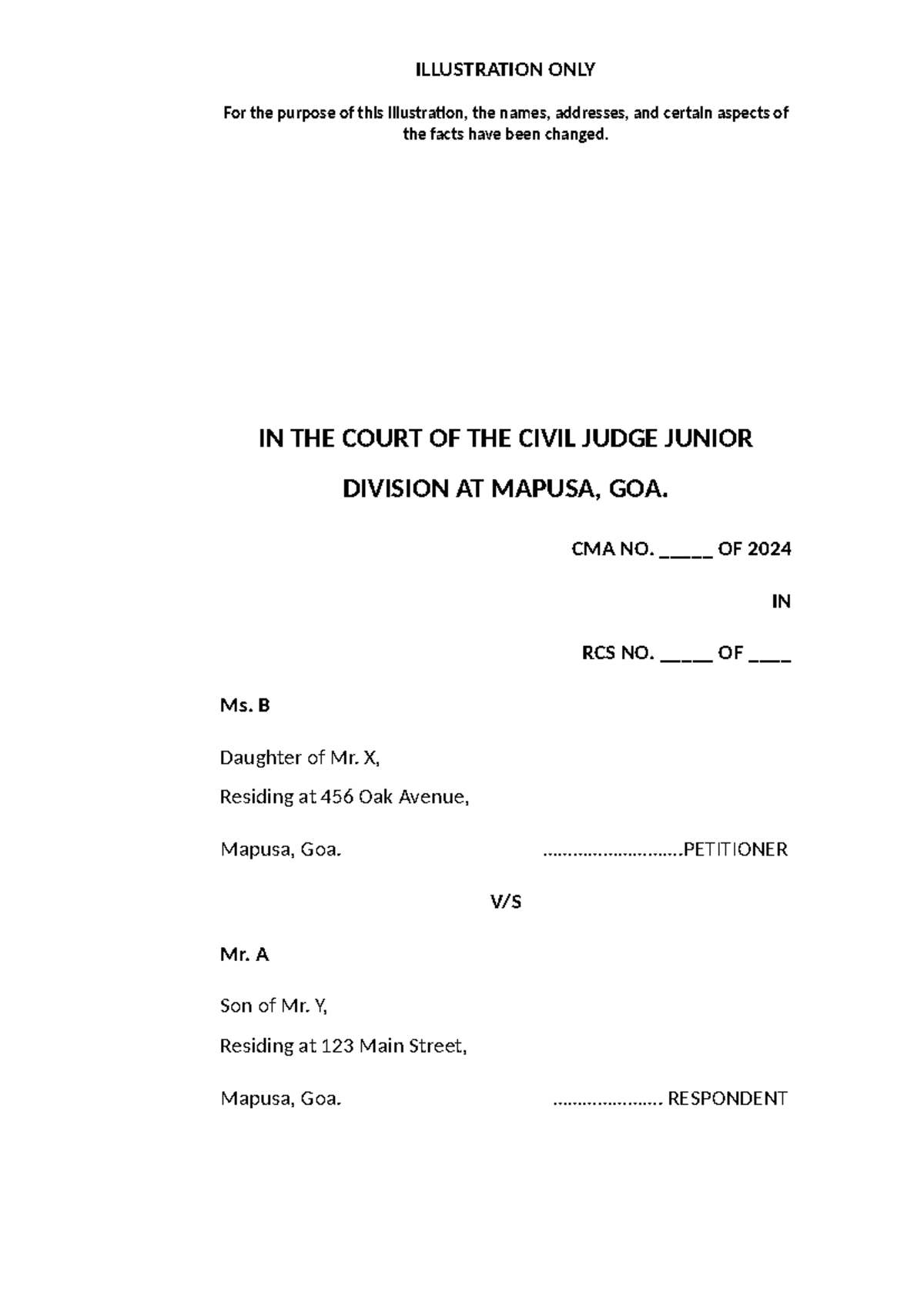 Application under sec. 12 of contempt of courts act - ILLUSTRATION ONLY ...