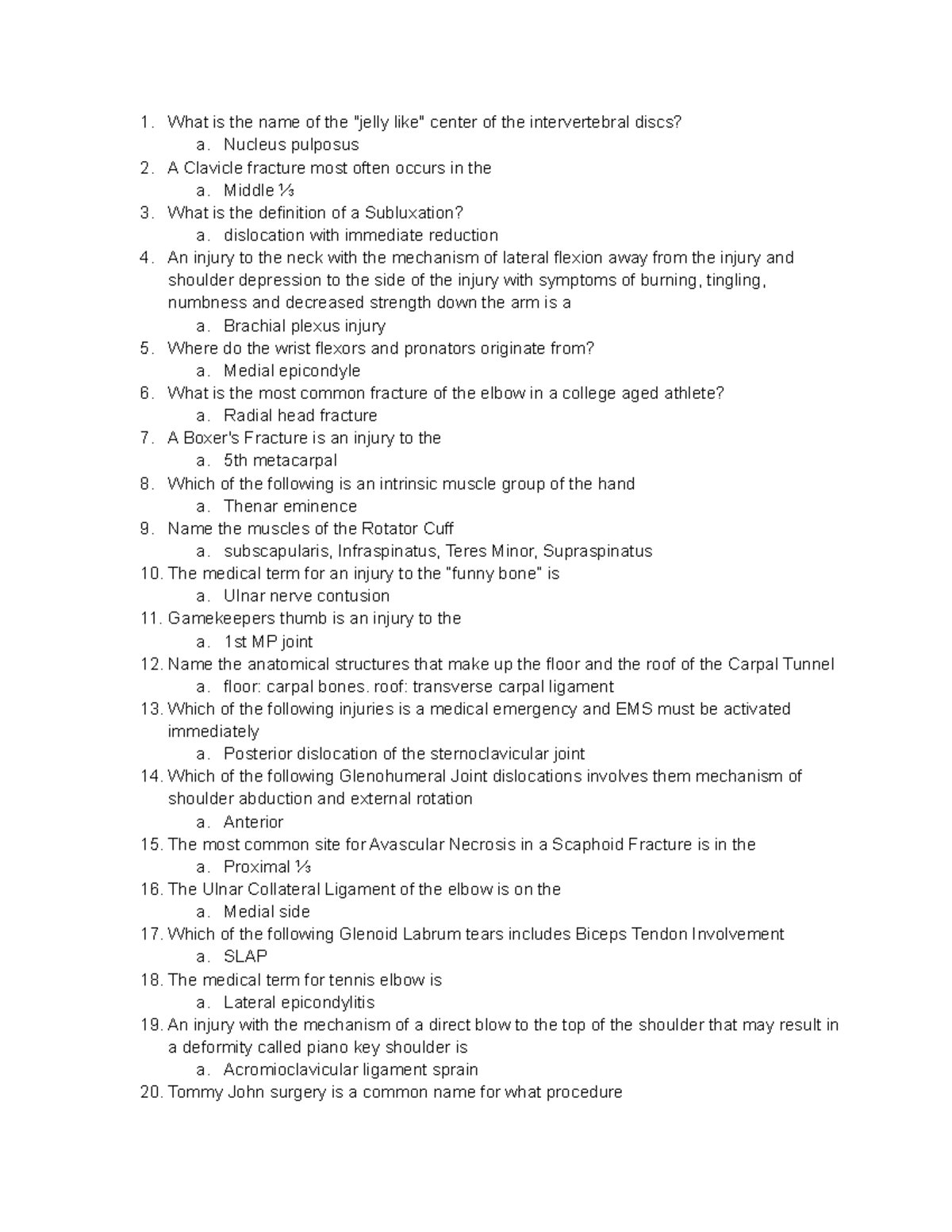 Exam 2 questions - KIN 215 - What is the name of the "jelly like ...