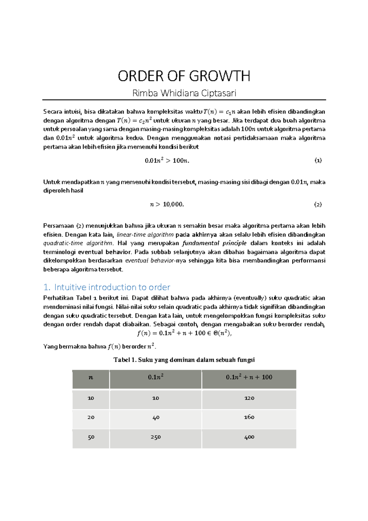 LN 7 Order Asymptotic - ORDER OF GROWTH Rimba Whidiana Ciptasari Secara ...