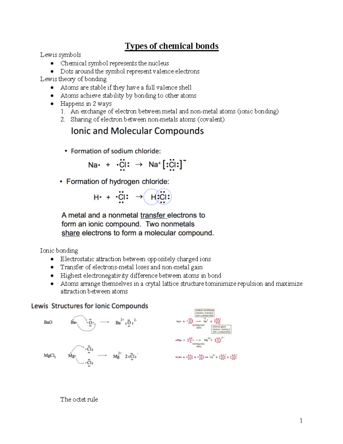 Types of chemical bonds - 1 Types of chemical bonds Lewis symbols ...