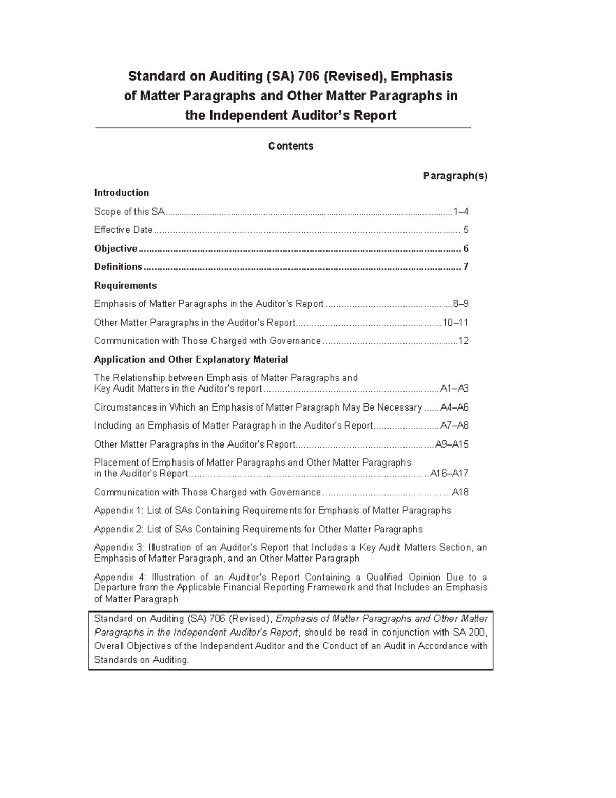 Sa 706 - revision notes accounting - Standard on Auditing (SA) 706 ...