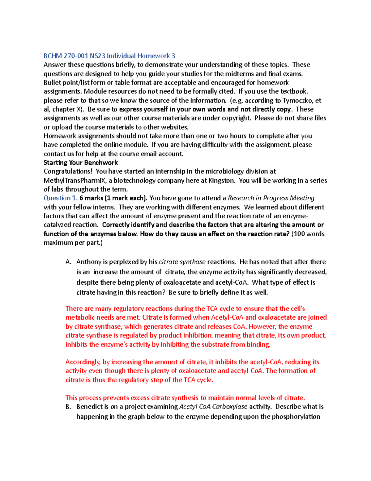 BCHM270m3 hw - Hw practice problems - Bchm 270 - queensu - Studocu