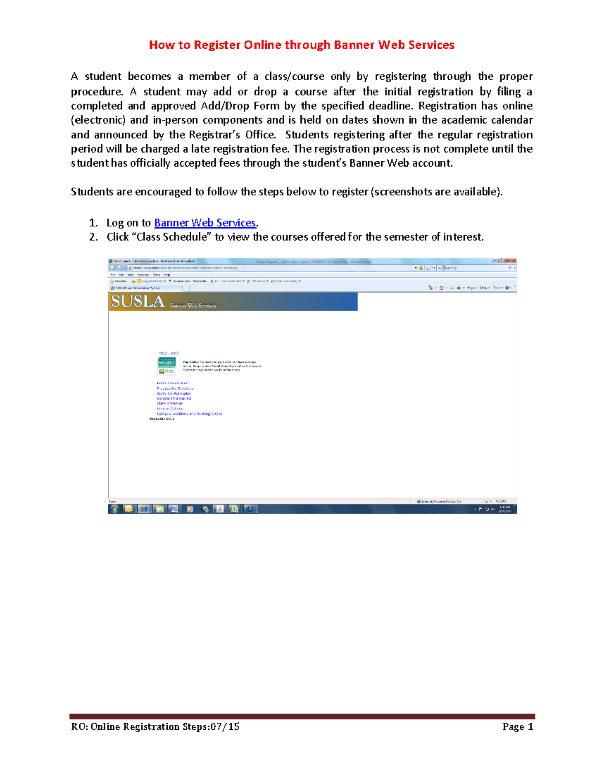Registration Steps Banner Web Services - How to Register Online through ...