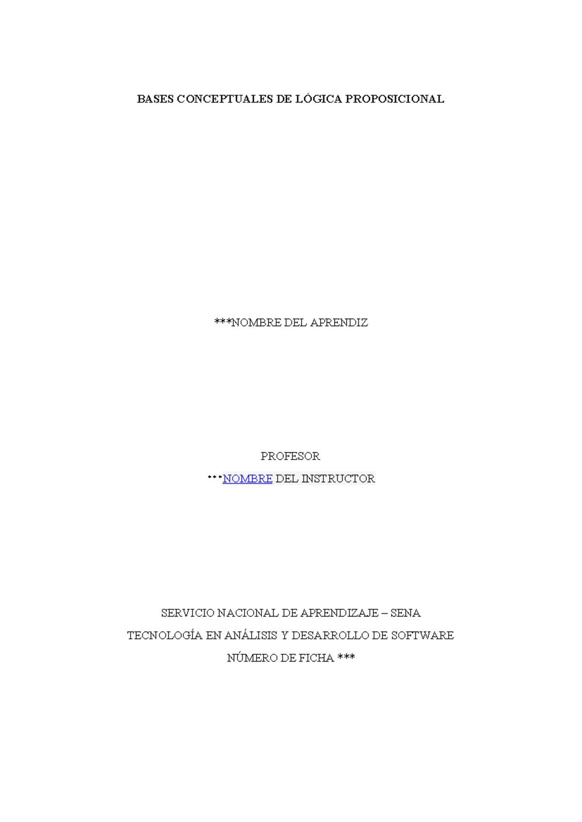 GA3-AA1-EV01 - Bases conceptuales de lógica proposicional - BASES ...
