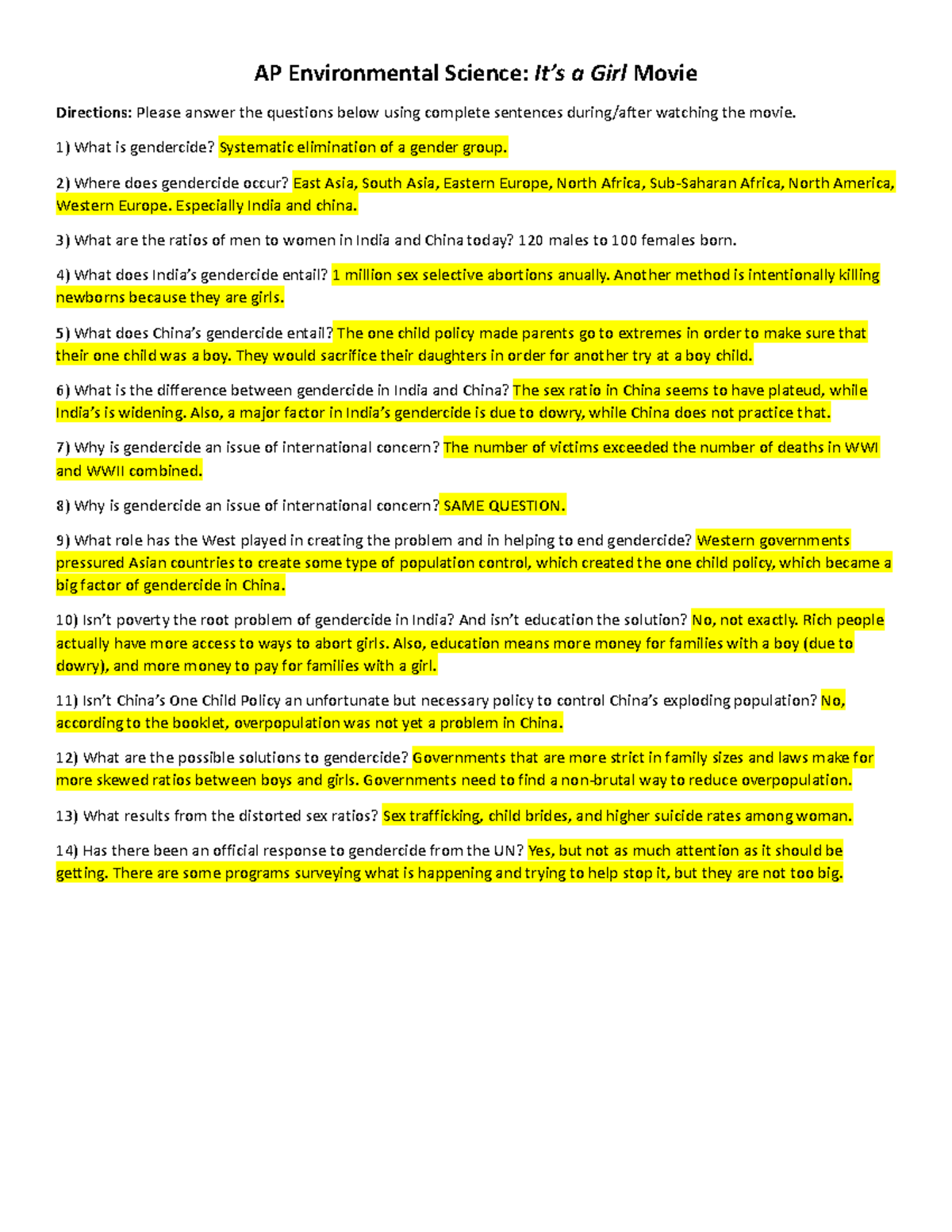 Its a Girl Movie Guide - AP Environmental Science: It’s a Girl Movie ...