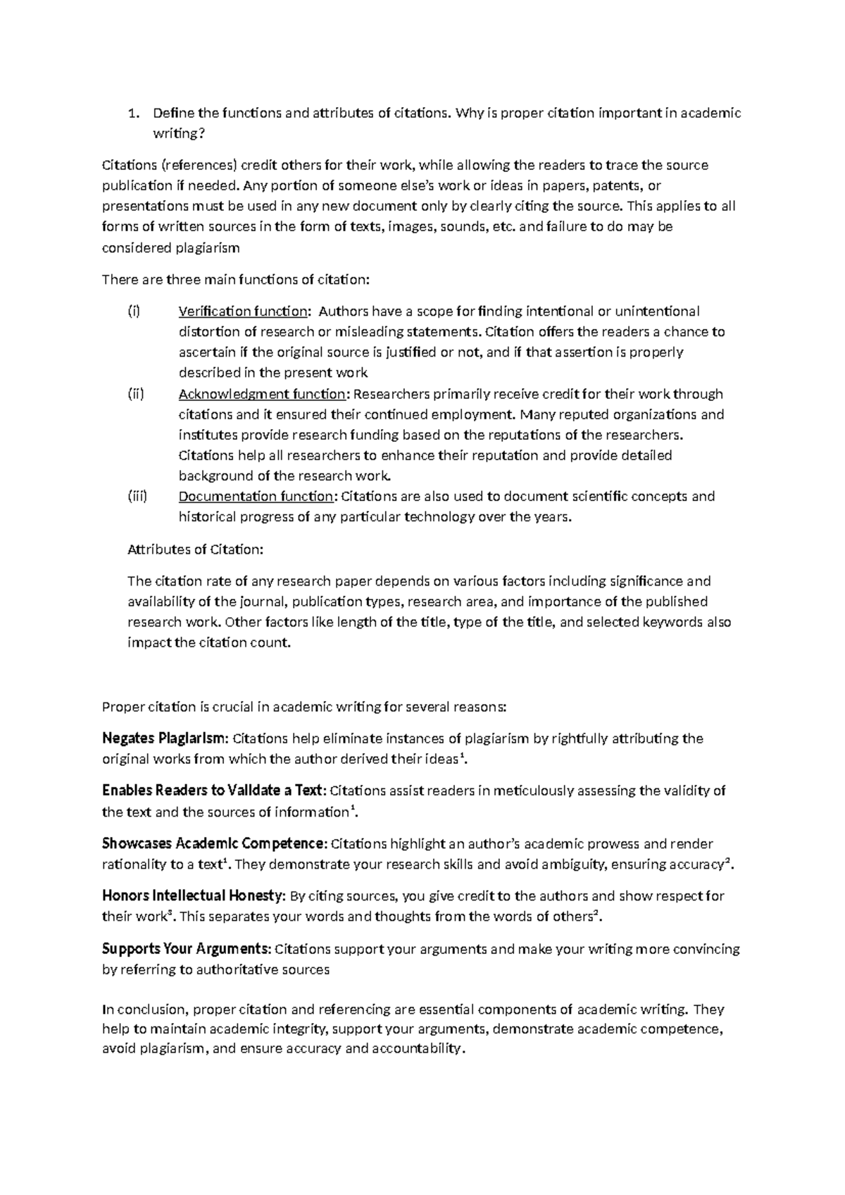 Define the functions and attributes of citations - Why is proper ...