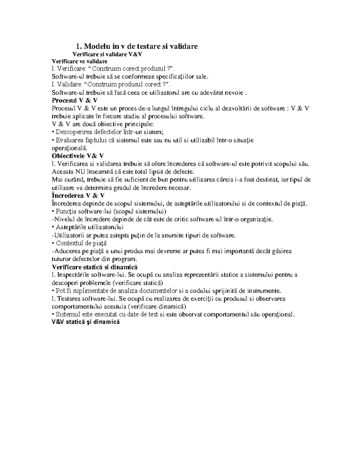 Solved Exam Model nr. 5 - 1. Modelu in v de testare si validare ...