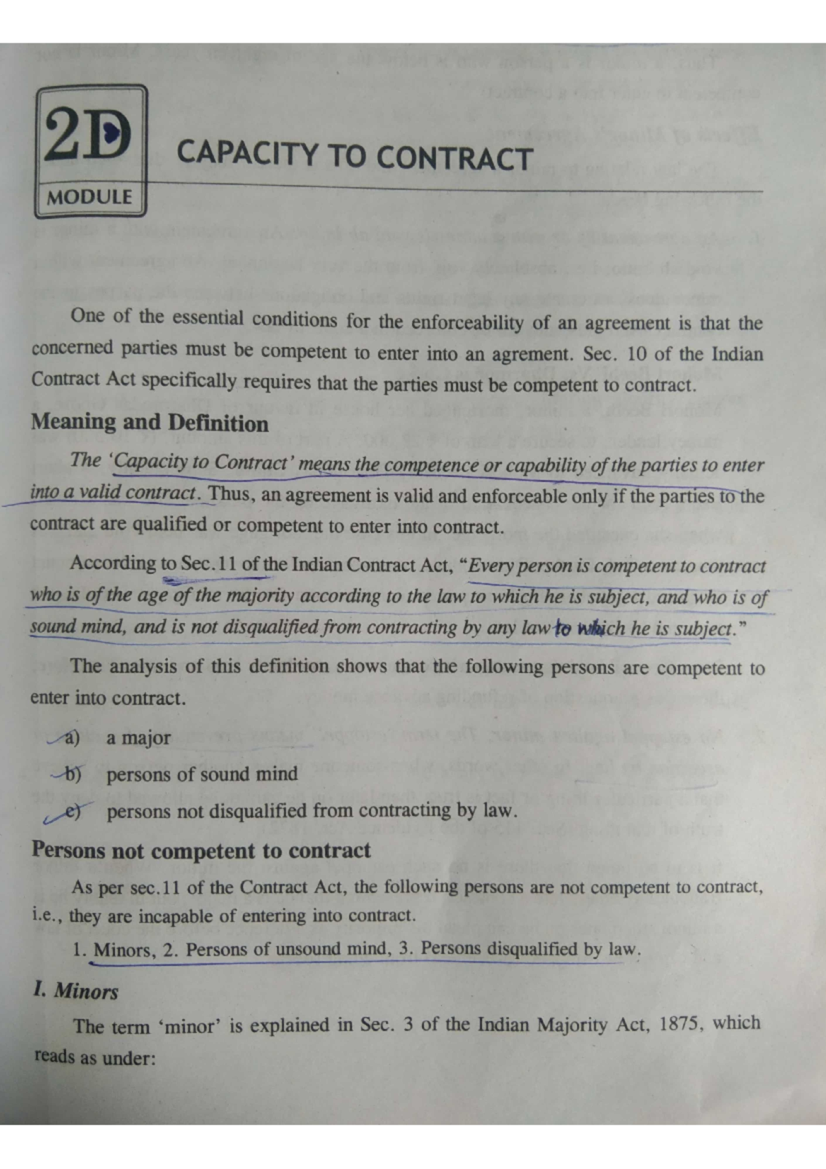 Capacity of contract - BRF - b.com with computer application - Studocu