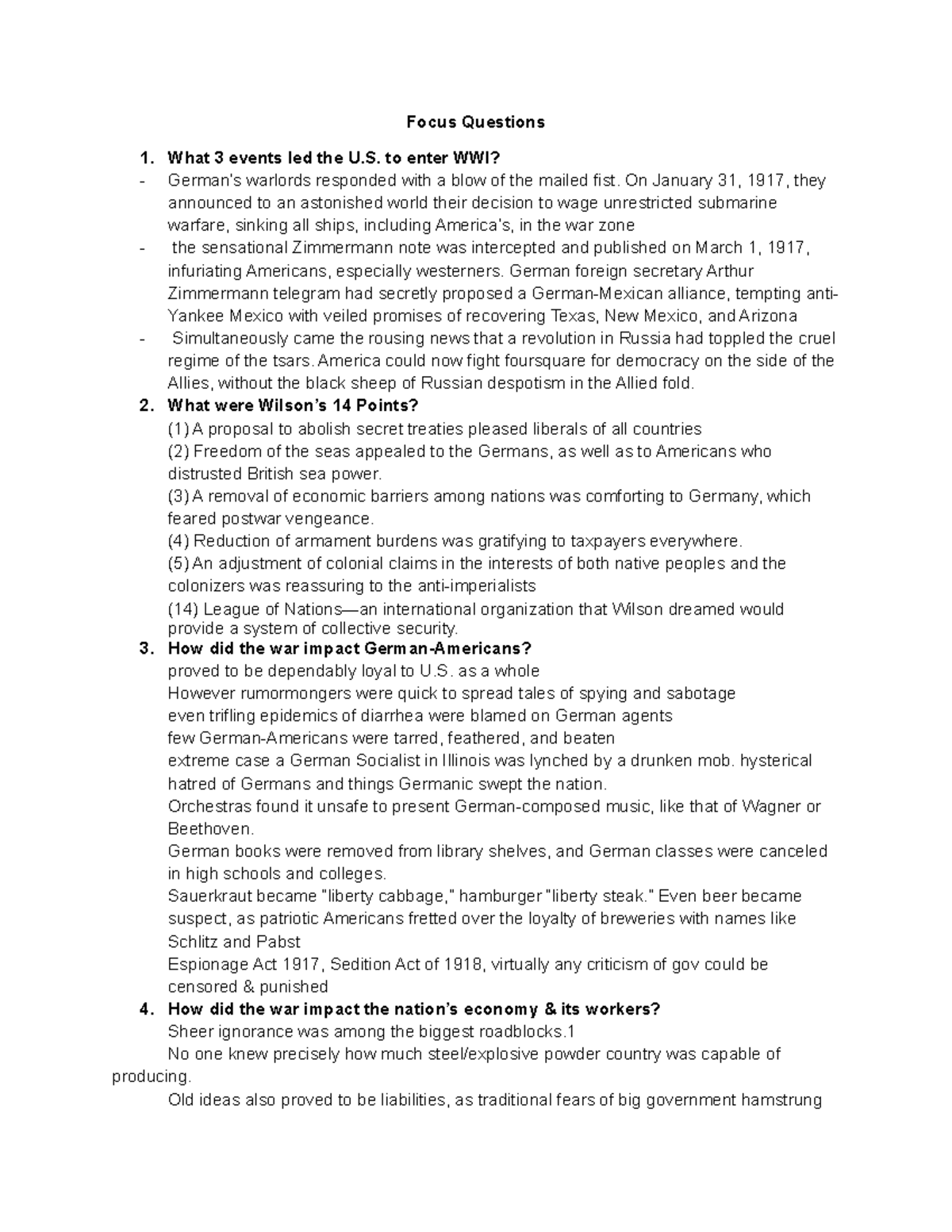 History Ch 31 Focus Questions - Focus Questions 1. What 3 events led ...