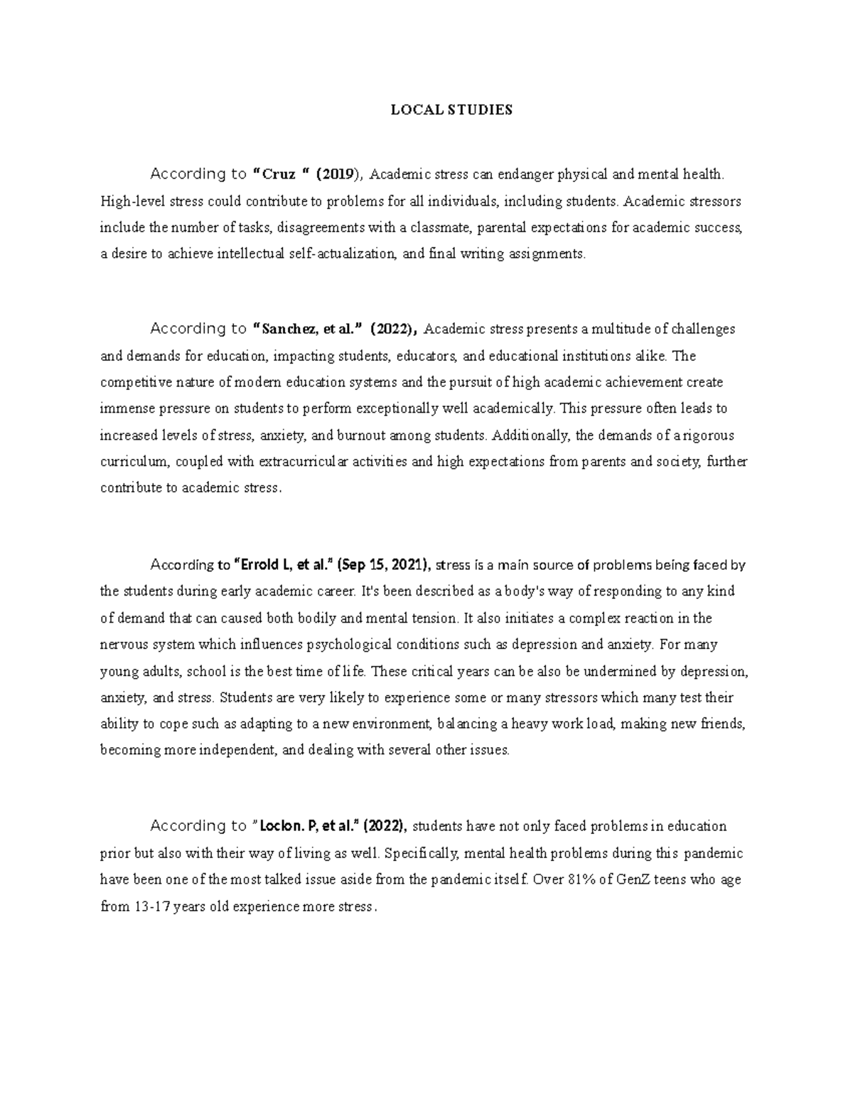 RRL and RRS - Local Studies & Literature for - LOCAL STUDIES According ...