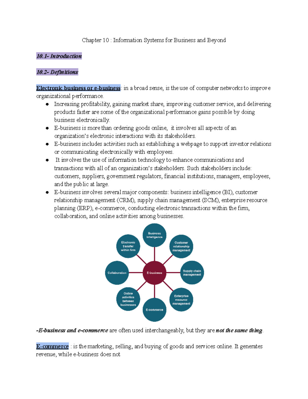 BUSI 3700- Week 3 - Lecture Note - Chapter 10 : Information Systems for Business and Beyond 10 ...