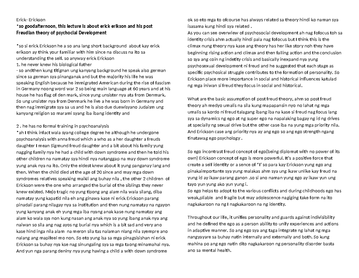Erick erickson - SA D - Erick- Erickson *so goodafternoon, this lecture ...