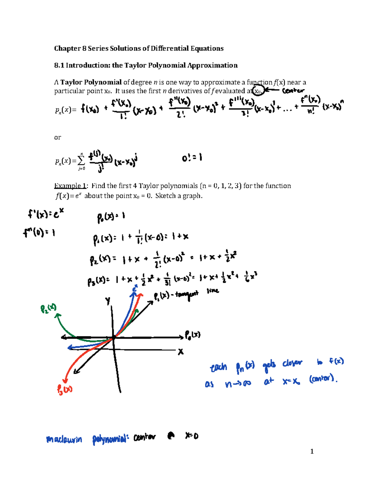 Series Solutions of Differential Equations - Chapter 8 Series Solutions ...