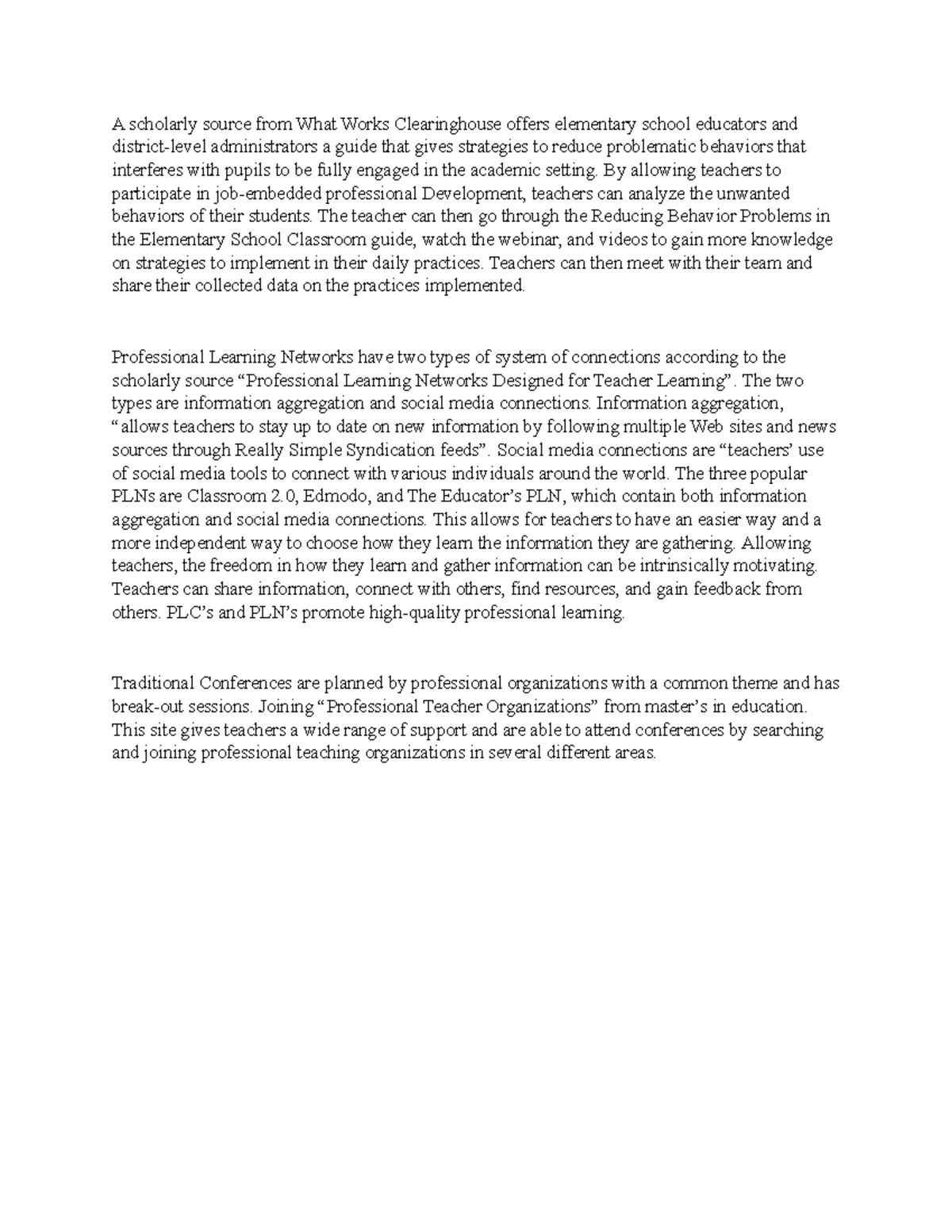 Additonal Information for TASk 3 - A scholarly source from What Works ...