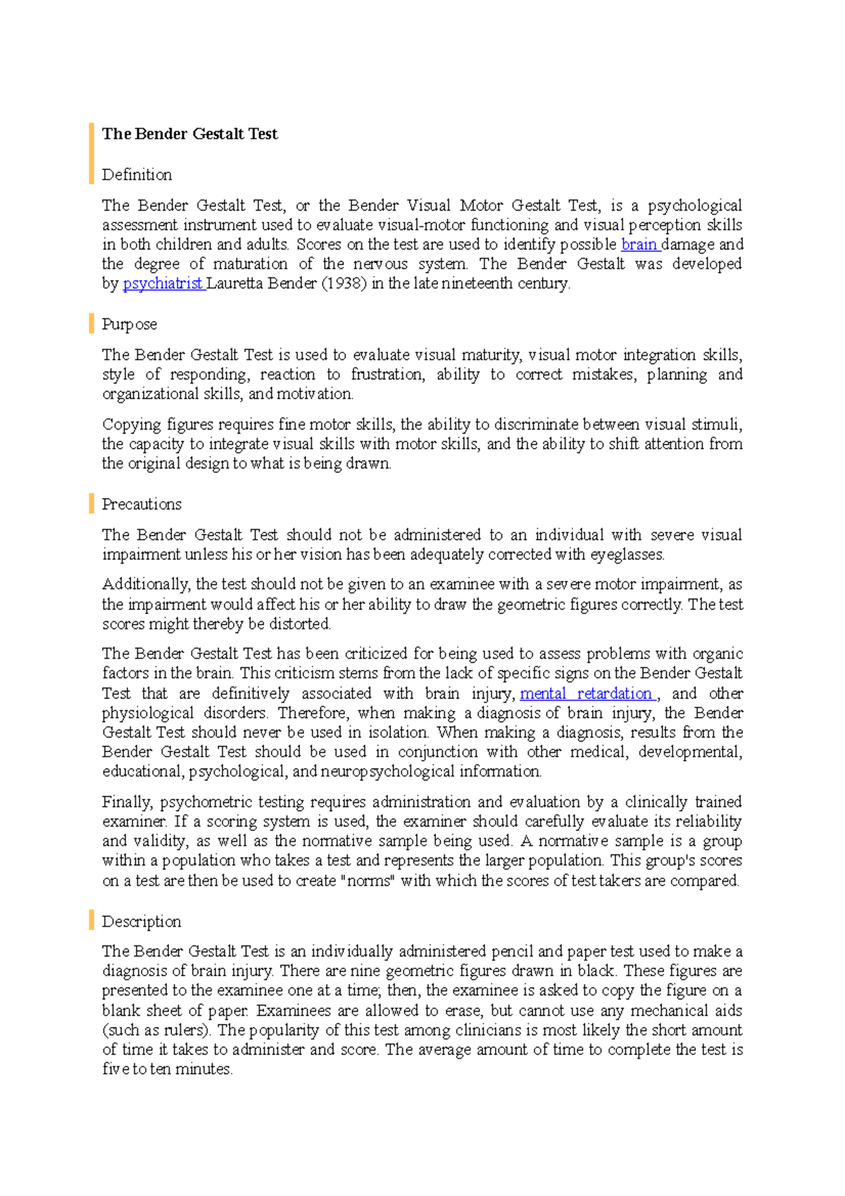 Bender Gestalt Test - neuropsychology - The Bender Gestalt Test ...