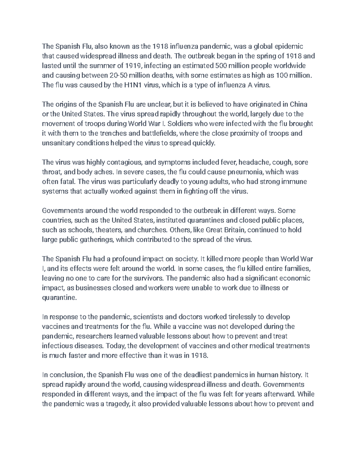 The Spanish Flu - The outbreak began in the spring of 1918 and lasted ...