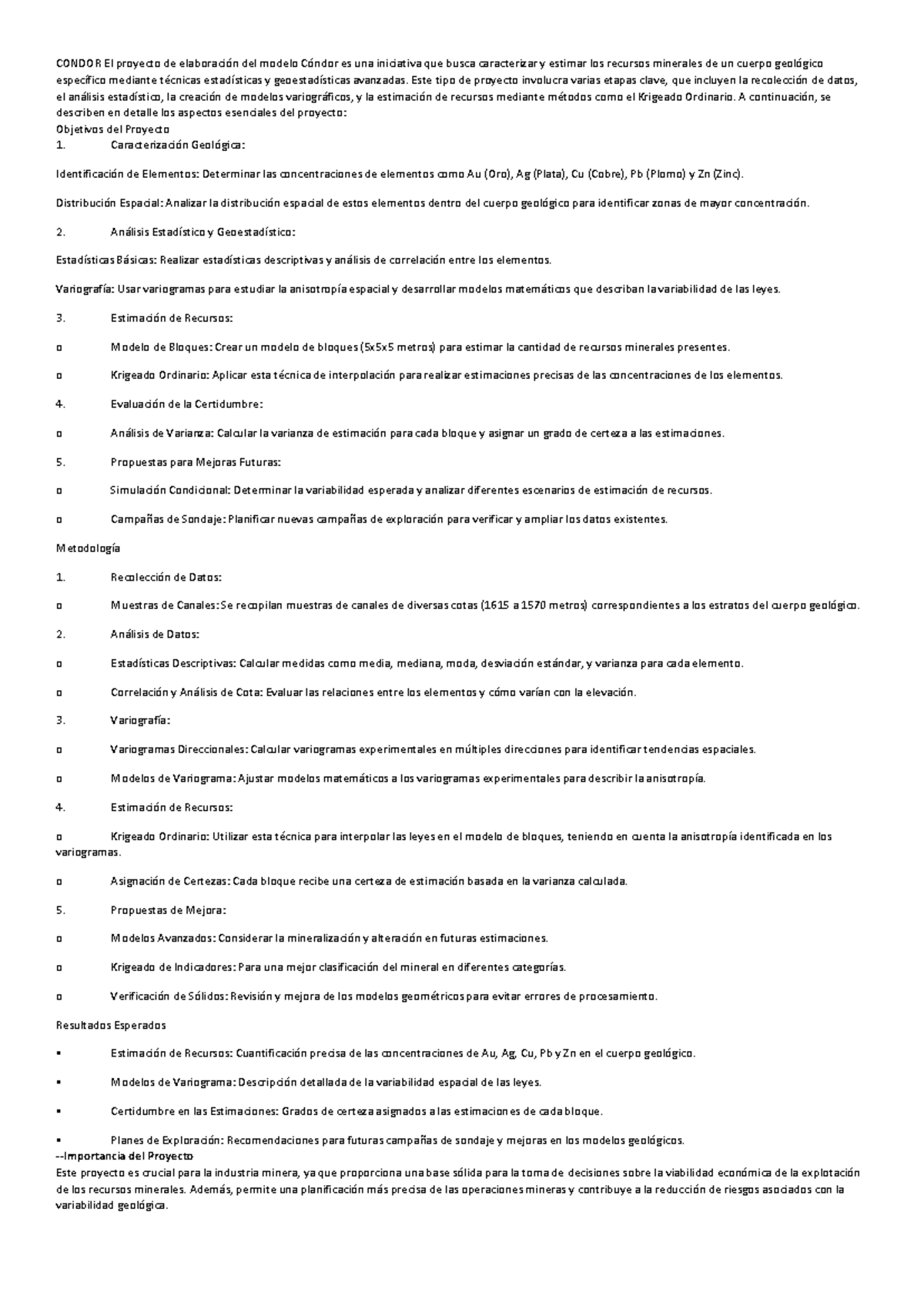 Condorchaccua - asdasda - CONDOR El proyecto de elaboración del modelo ...