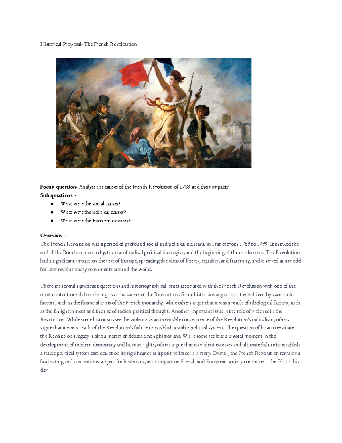Historical Proposal - yr 11 french revolution - Historical Proposal ...