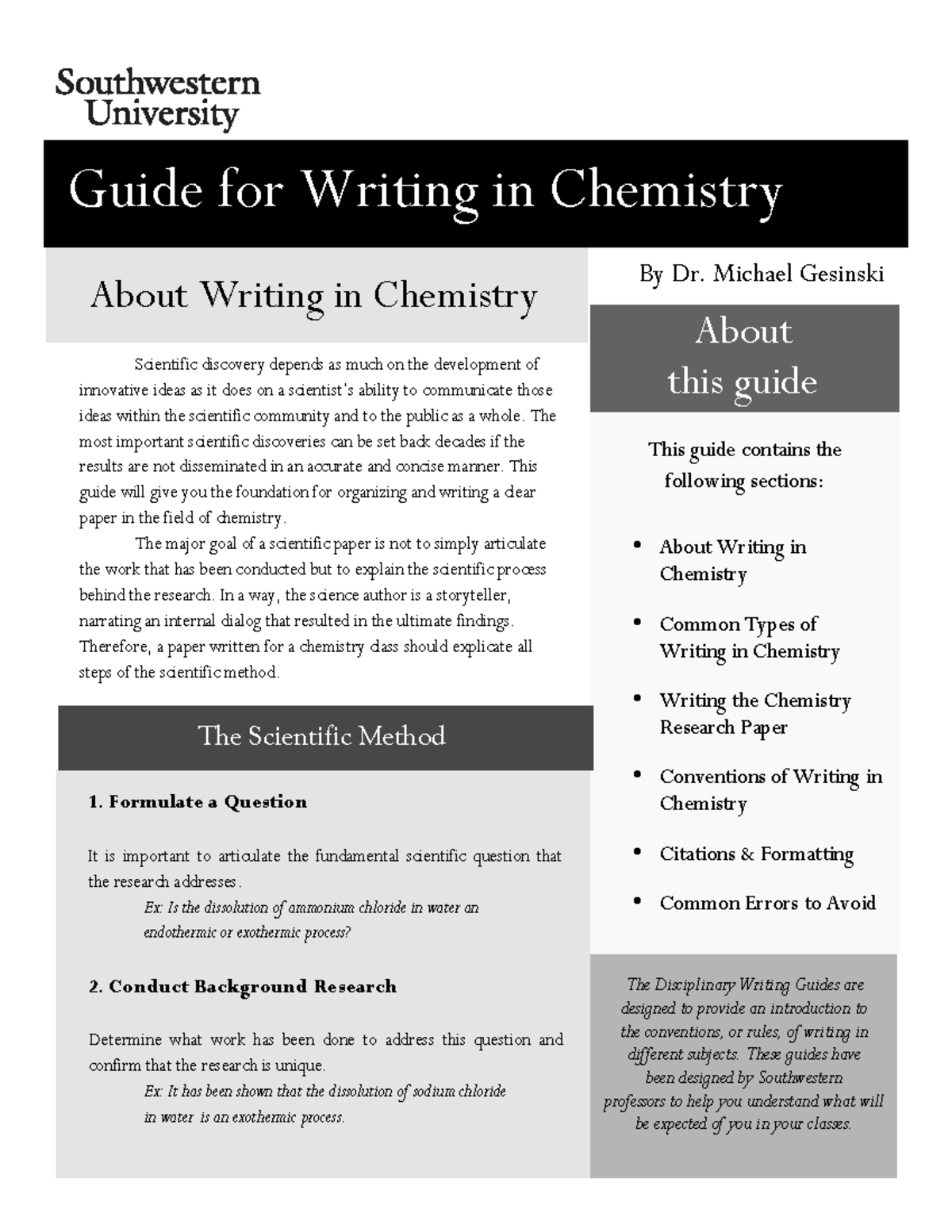 Guide for writing in chemistrypdf - This guide contains the following ...