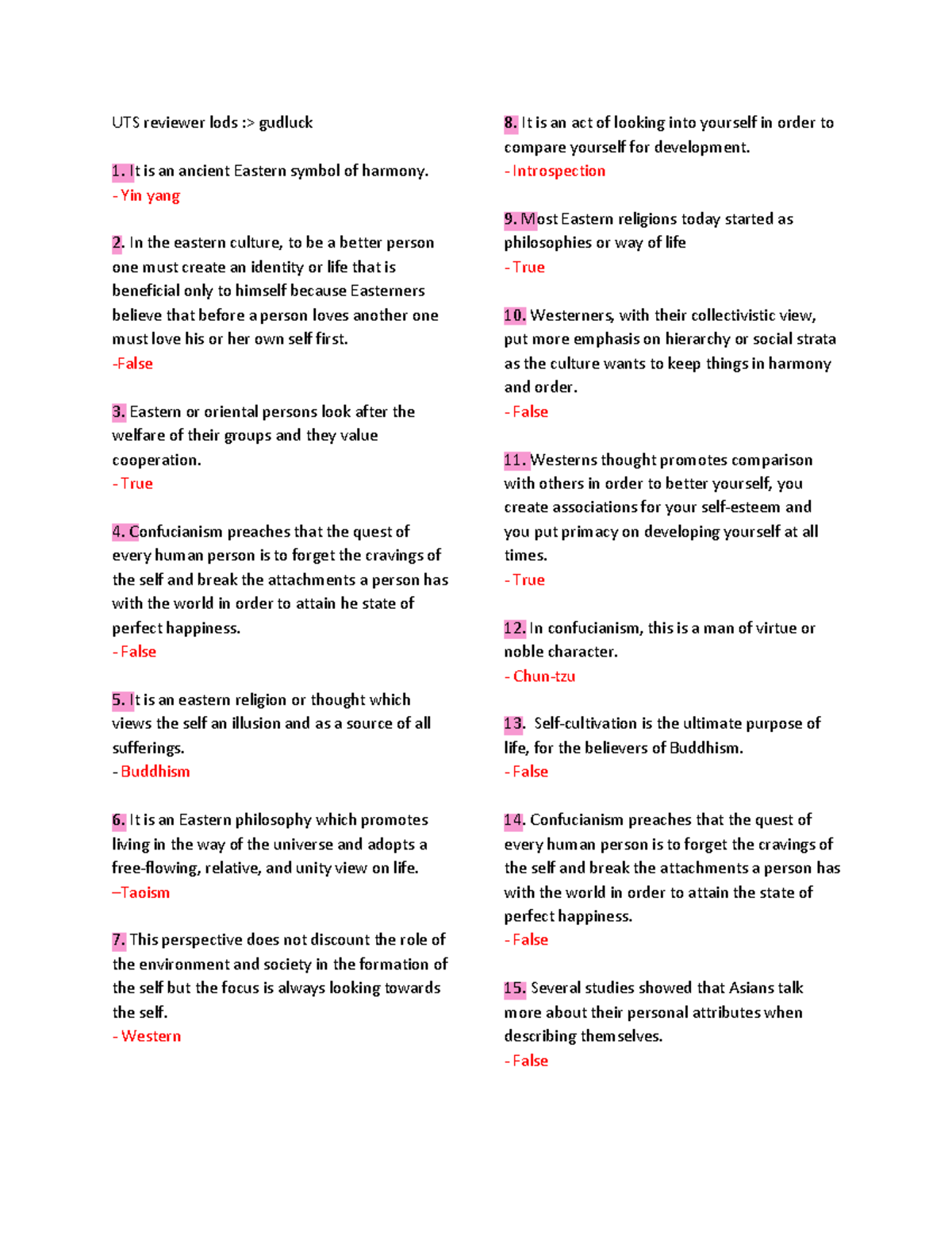 UTS-lods-1 - Uts module questions with answers . Awit tanggapin mo na ...