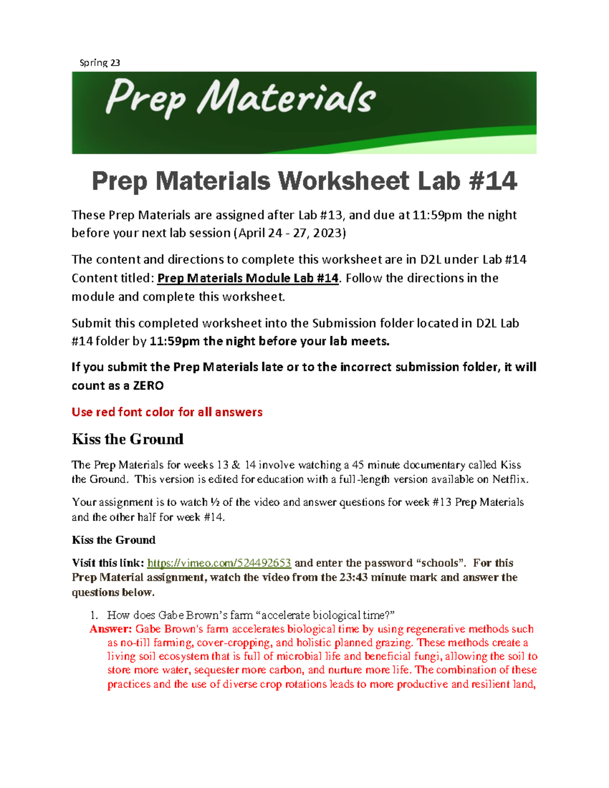 Prep Materials Worksheet Lab #14 - Prep Materials Worksheet Lab These ...