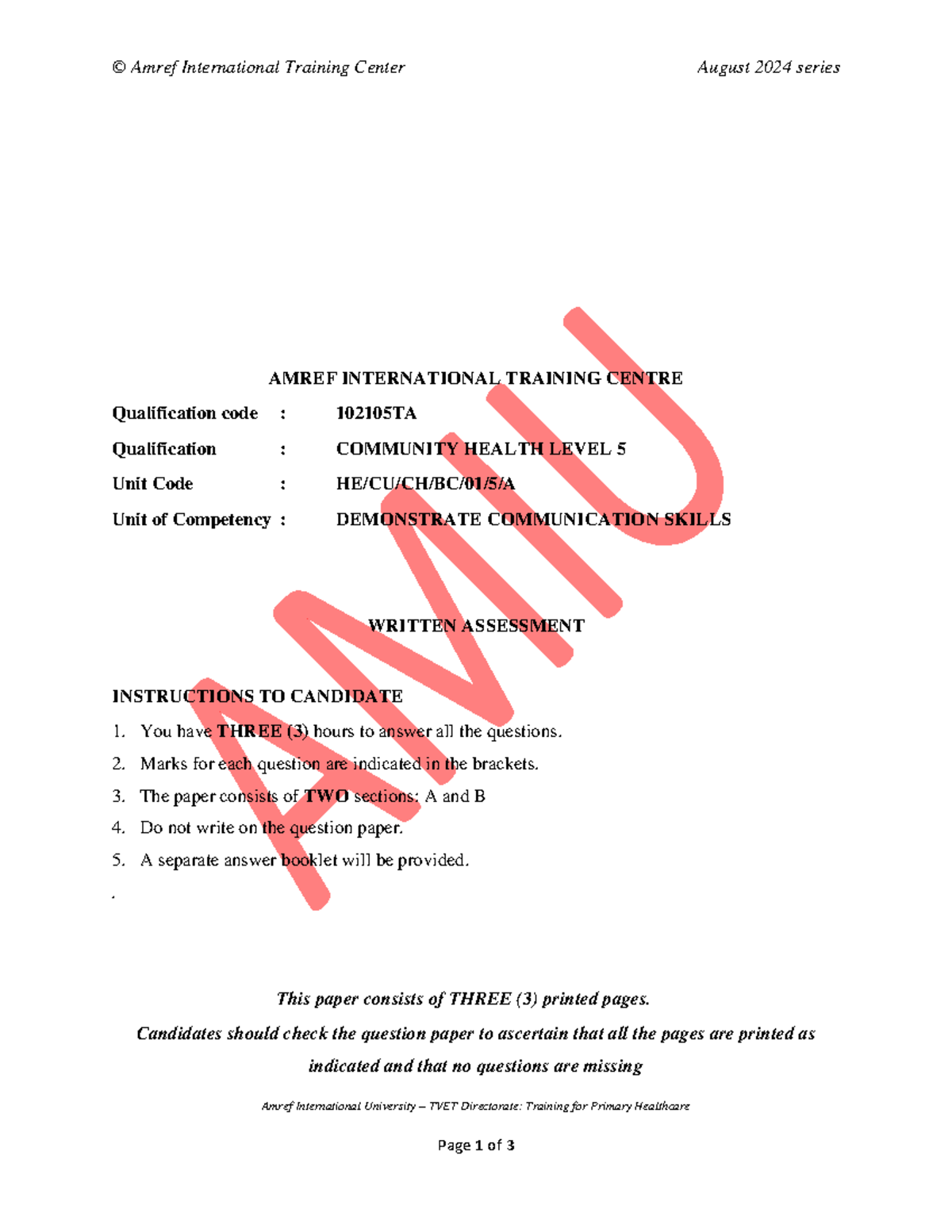 Demonstrate Communication Skills - © Amref International Training ...