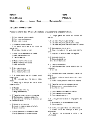 CDI Correccion - Corrección: Las puntuaciones directas se obtienen sumando las respuestas ...