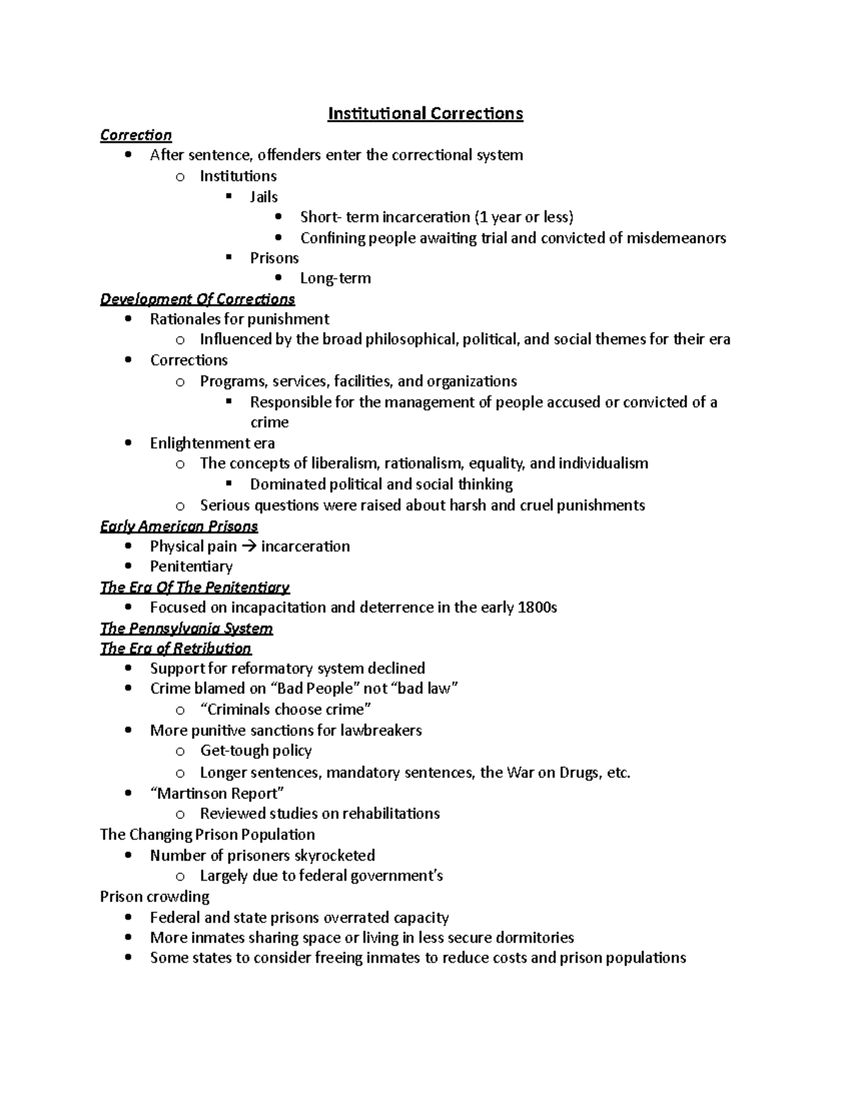 Institutional Corrections Notes 10 - Institutional Corrections ...