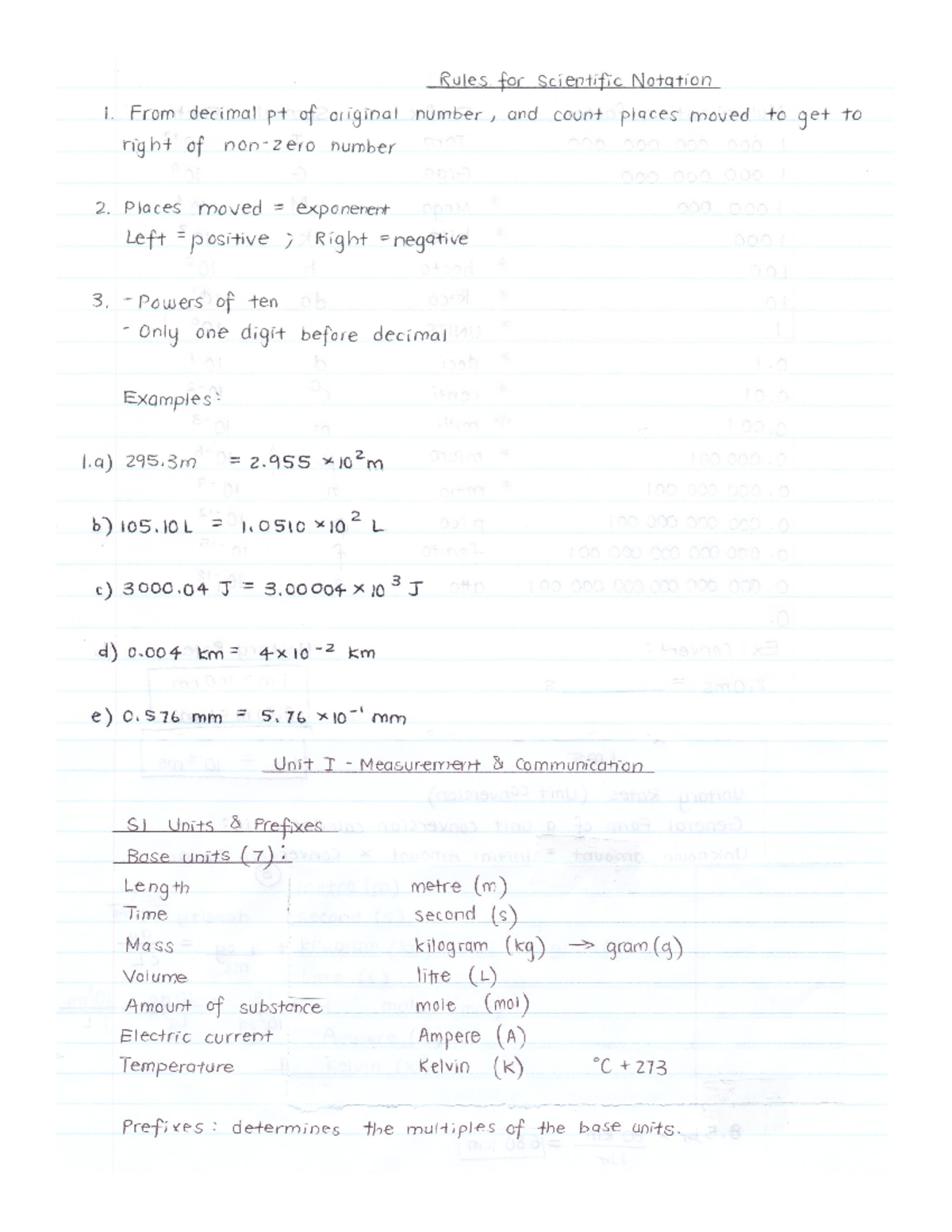 1 si units and scientific notation - Rules for Scientific Notation i ...