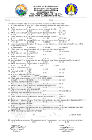 MATH10-Q4-M1 - math 10 quarter 4 - 10 Mathematics Quarter 4 Self ...
