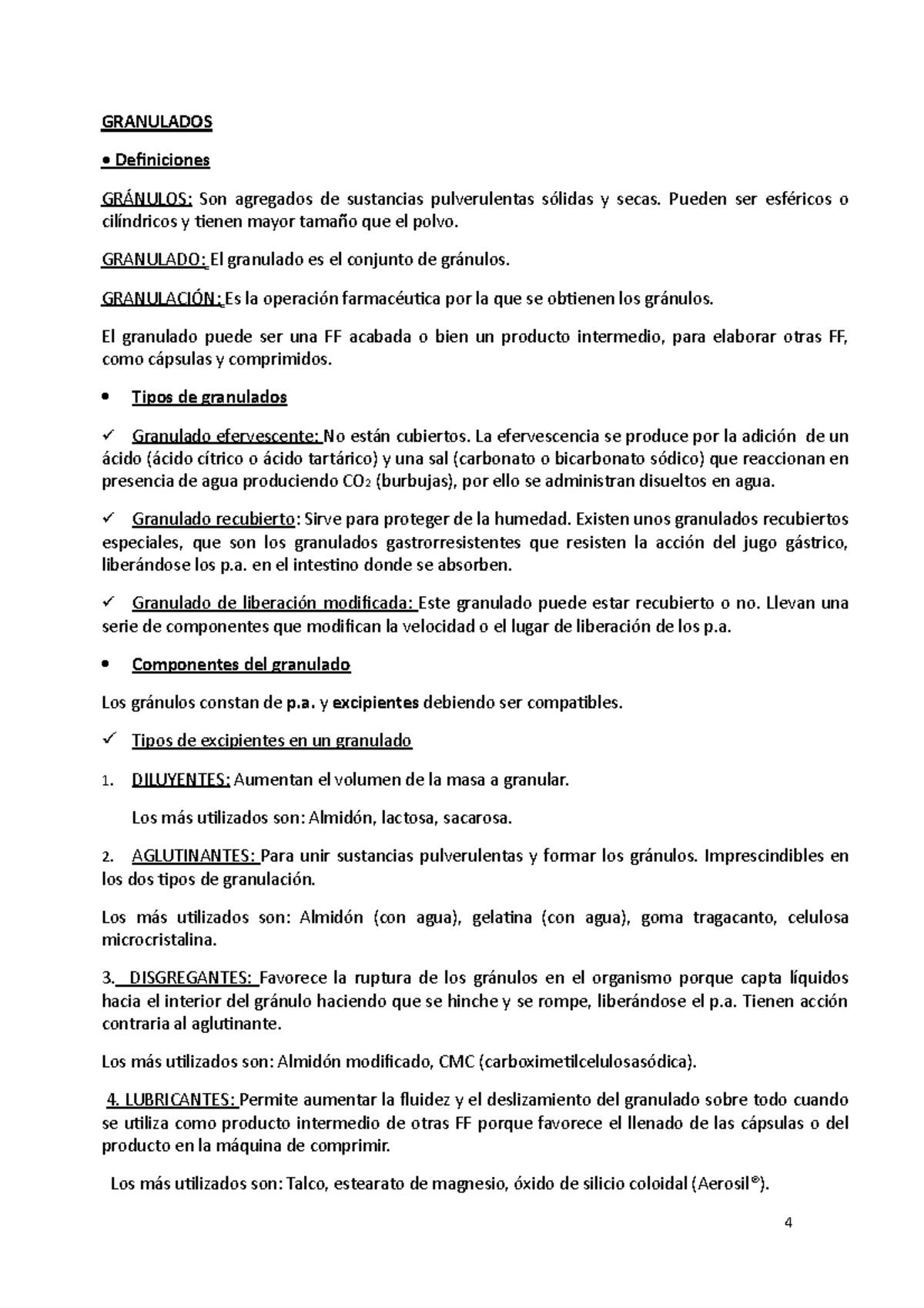 Granulado - Resumen y problemas tipo - GRANULADOS Definiciones GRÁNULOS ...