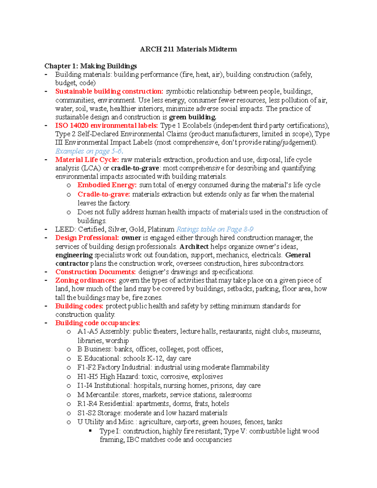 Arch 211 Materials Final - ARCH 211 Materials Midterm Chapter 1: Making ...