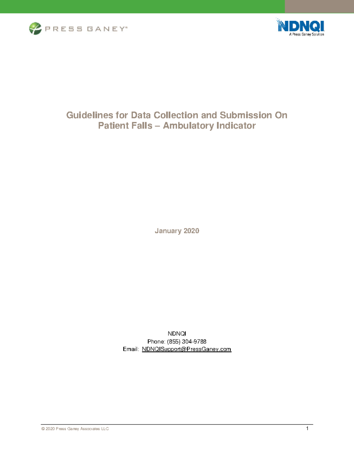 Guidelines - Patient Falls Ambulatory - Guidelines for Data Collection ...