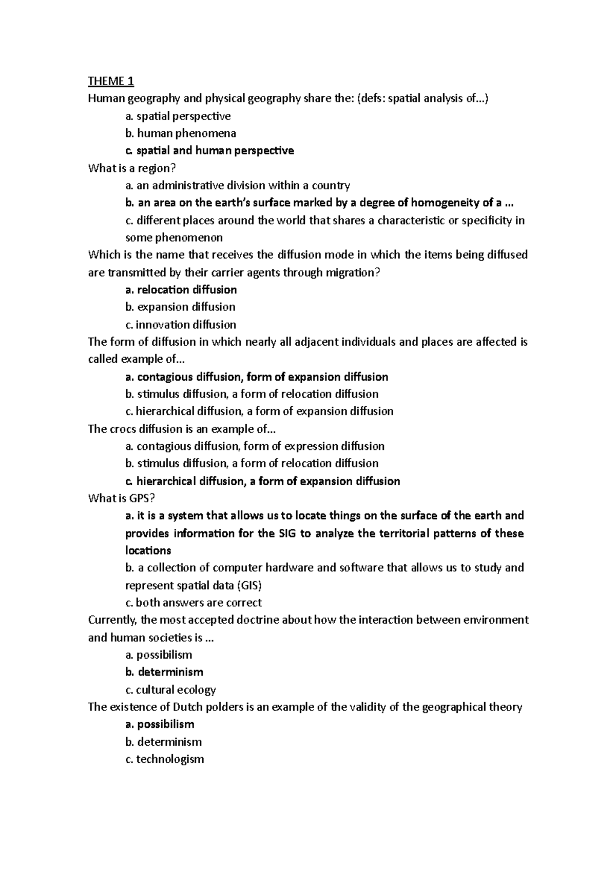 Test cultural geography units 1 to 4 - Cultural Geography - UNAV - Studocu