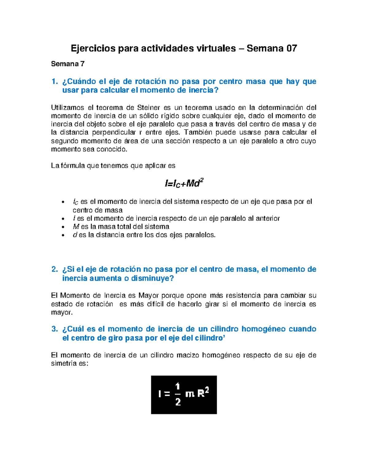 U7 S7 Ejercicios para actividades virtuales - Ejercicios para ...